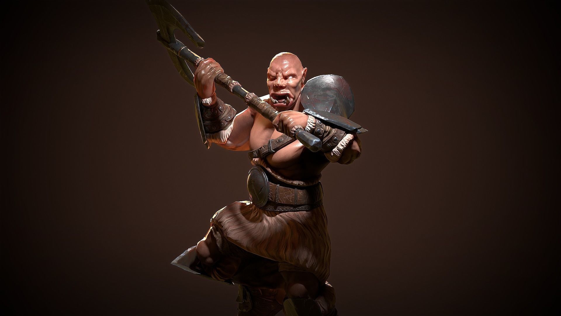 Orc with axe Low-poly 3D model free VR / AR / low-poly 3D model ...