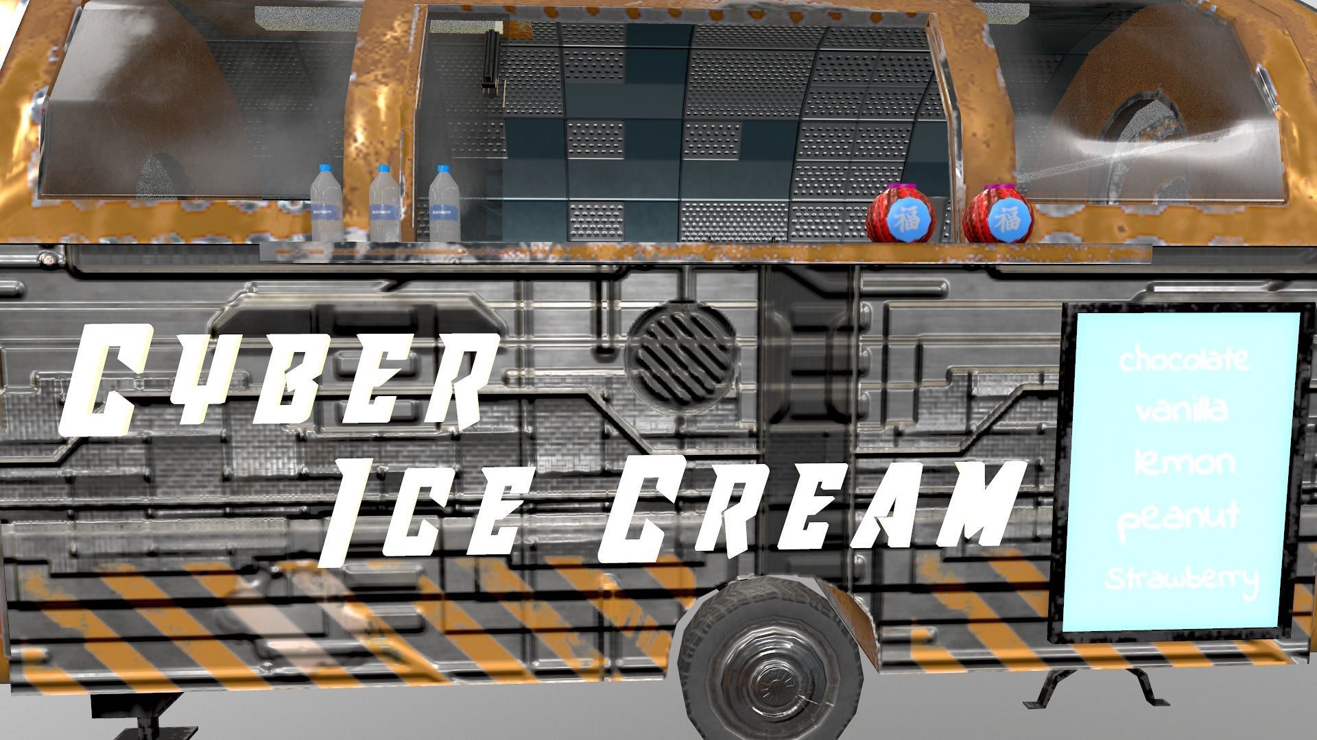 3D model Cyberpunk City - Ice Cream Caravan VR / AR / low-poly | CGTrader