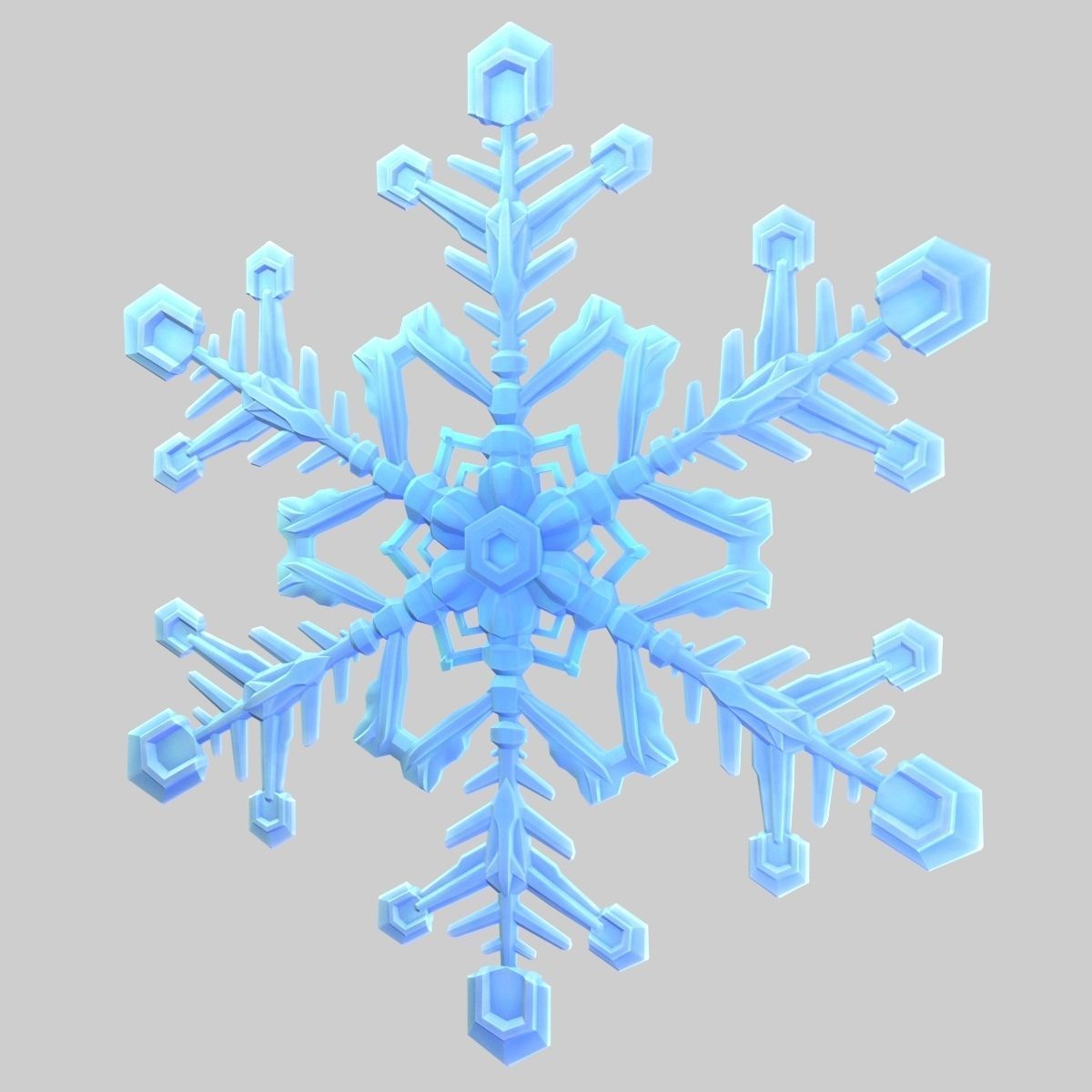 3D model Snowflake Low-Poly - Hex Crystals - VR / AR / low-poly | CGTrader
