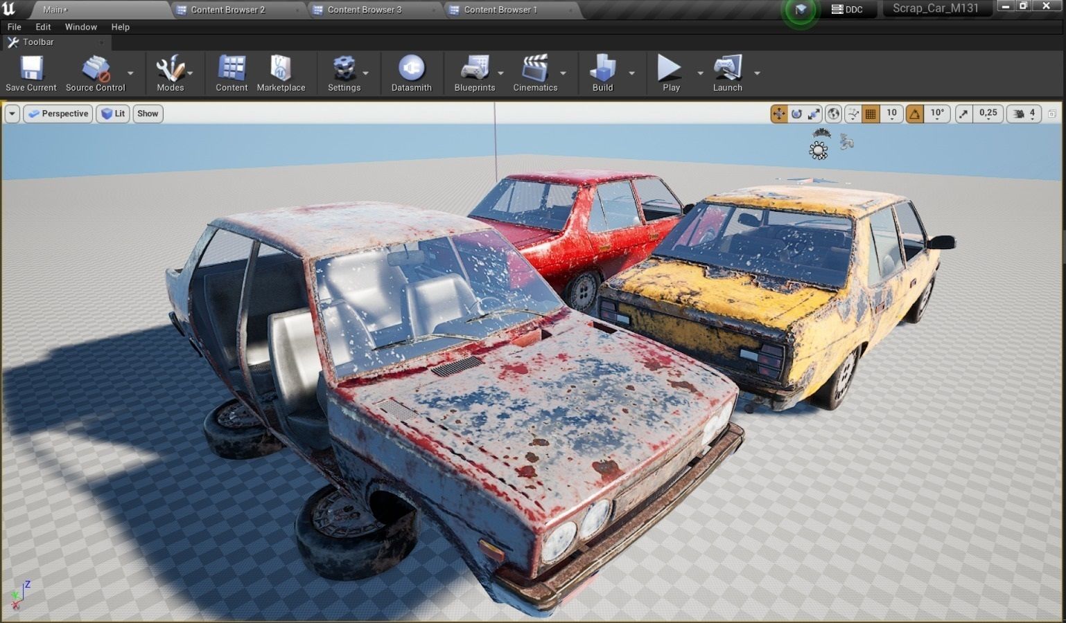 Rust Car V1 Game Proje EU4 3D model rigged | CGTrader