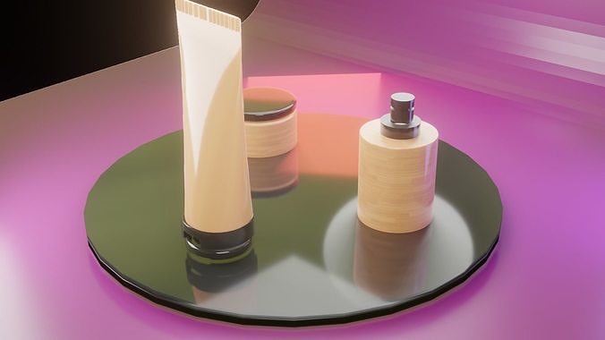 cream three cosmetic products on table 3D model | CGTrader