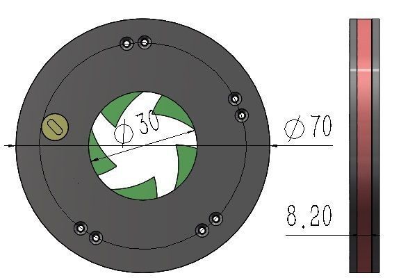 3DP5BLROD30A 3D printable Mechanical Iris shutter diaphragm diy 3D ...