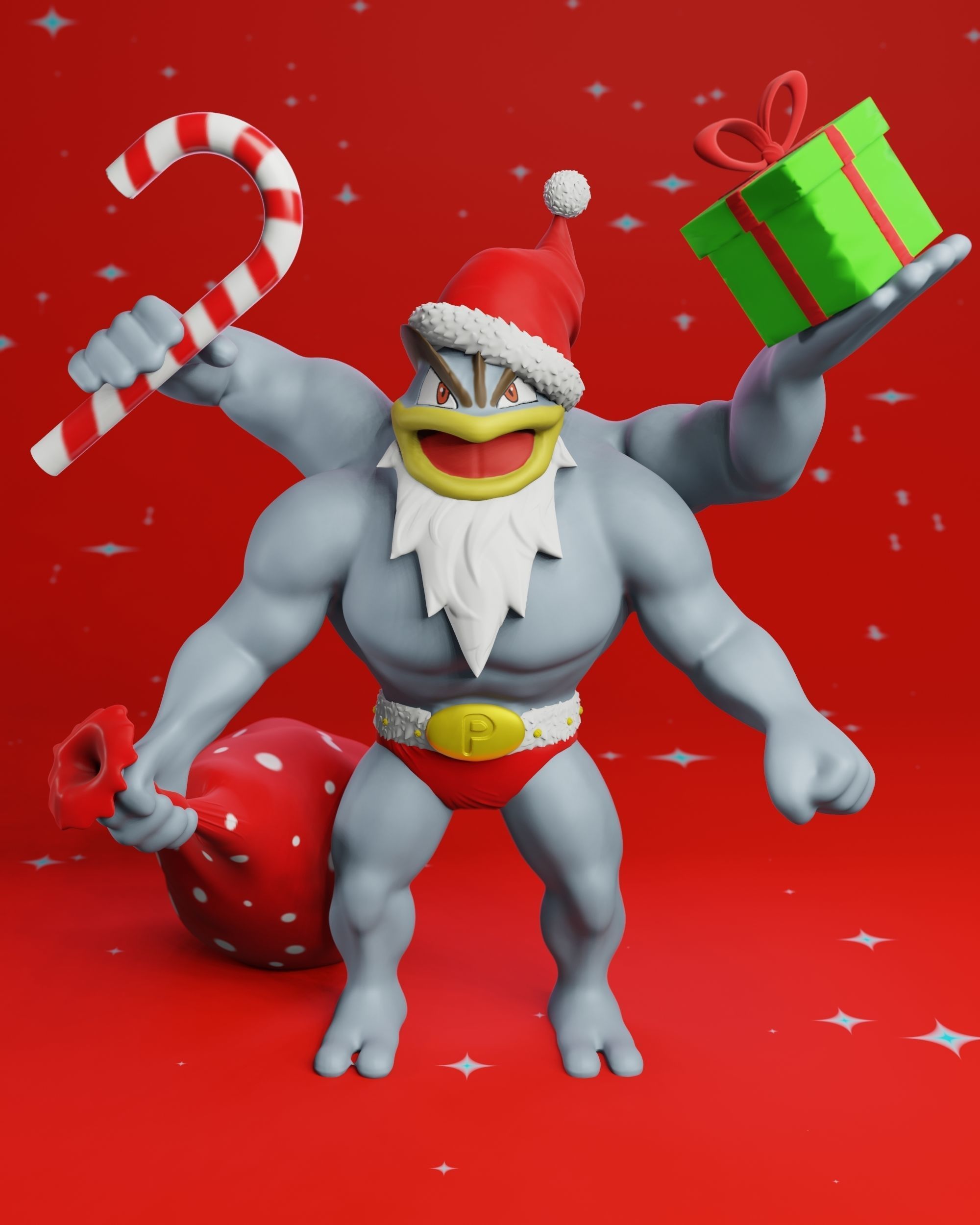 Pokemon Machamp Christmas 3D model 3D printable | CGTrader