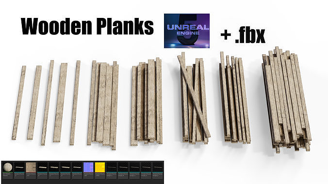 3D model Wooden Planks set VR / AR / low-poly | CGTrader