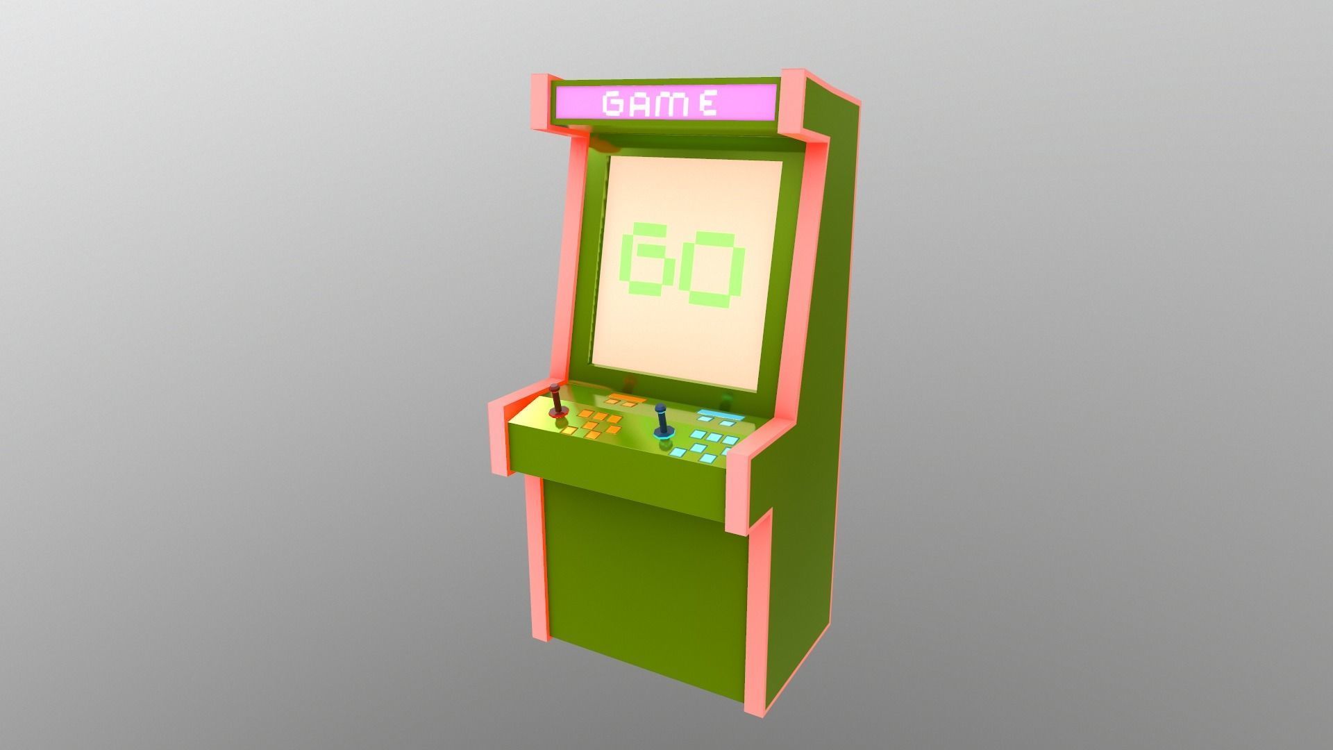 Low Poly Arcade retro game machine free VR / AR / low-poly 3D model ...