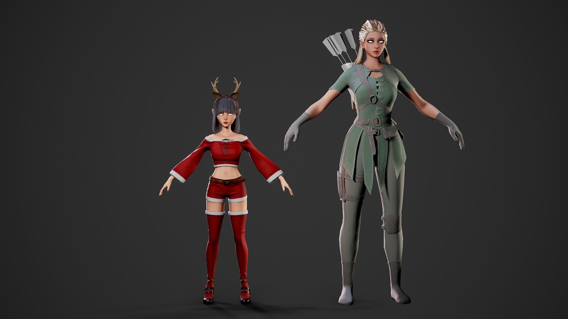 3D model Christmas Elf Girl - Game Ready VR / AR / low-poly rigged ...