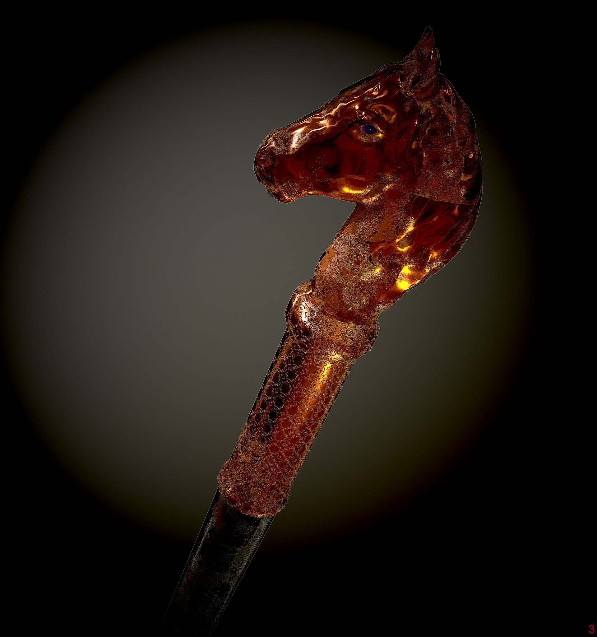 3D model Autority wand-scepter with horse head VR / AR / low-poly ...