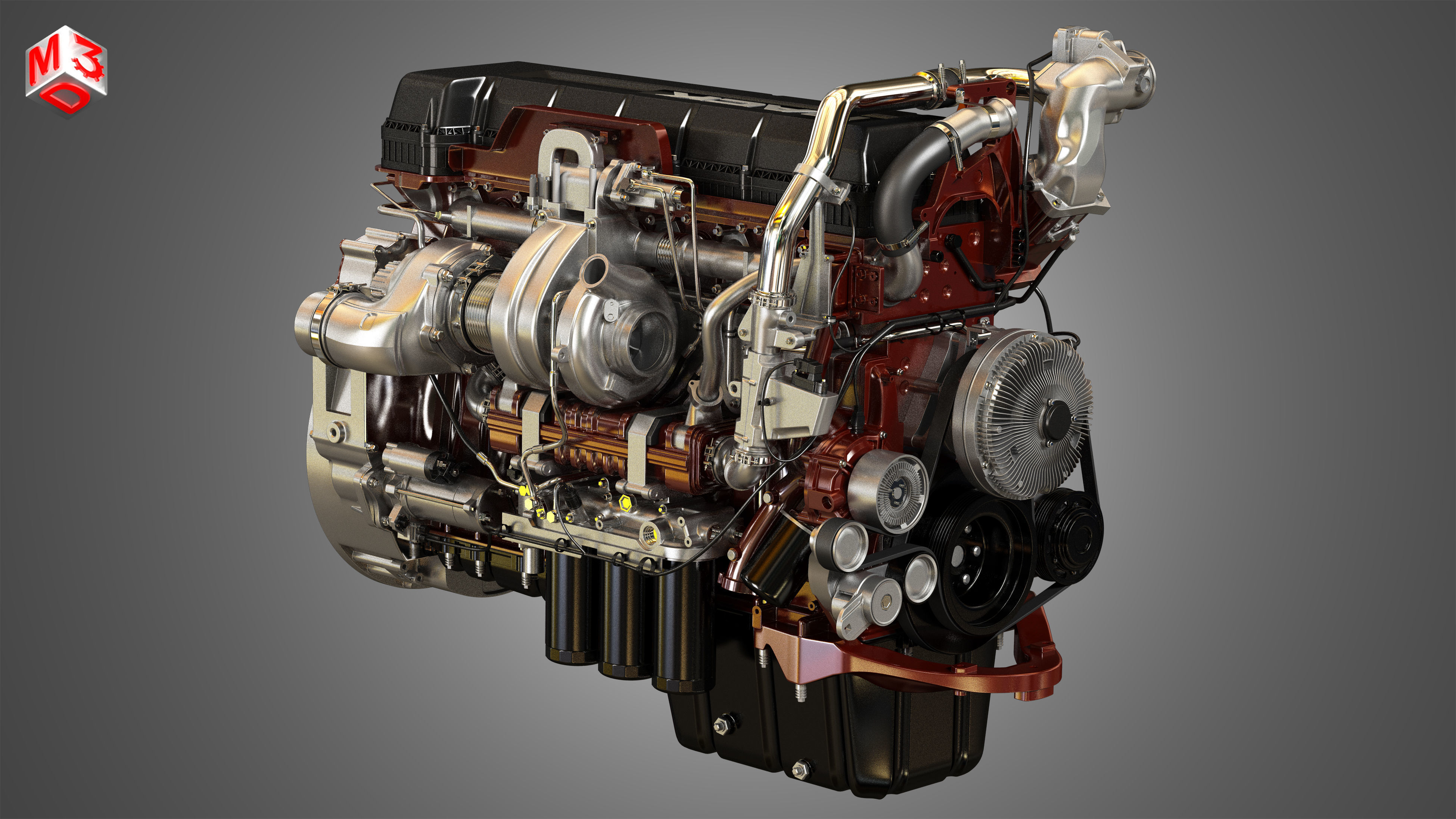 D13 Engine - MP8 Engine - 6Cylinder Truck Diesel Engines 2 in 1 3D ...