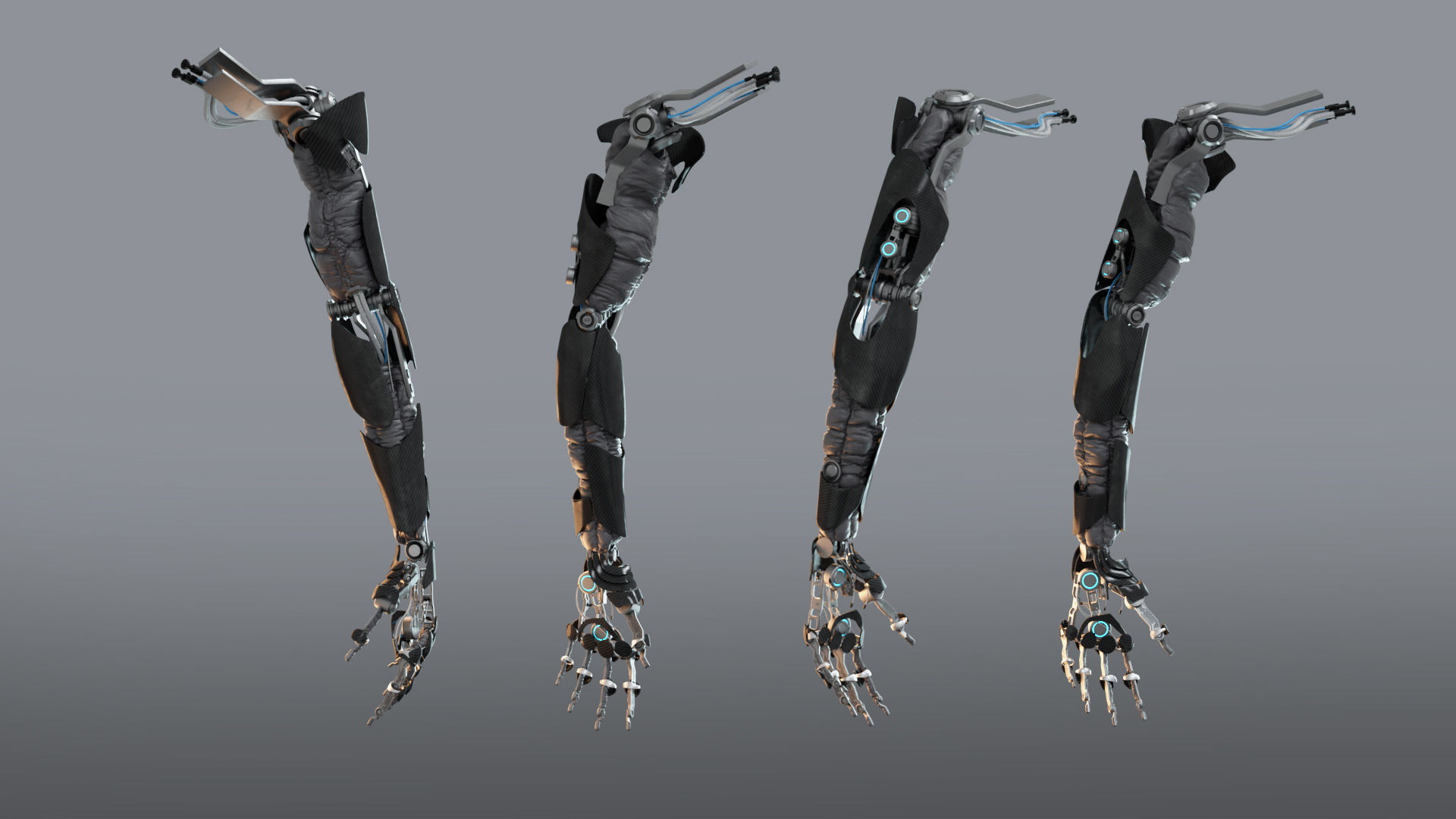 3D model Robotic hand anatomy 04 VR / AR / low-poly rigged animated ...