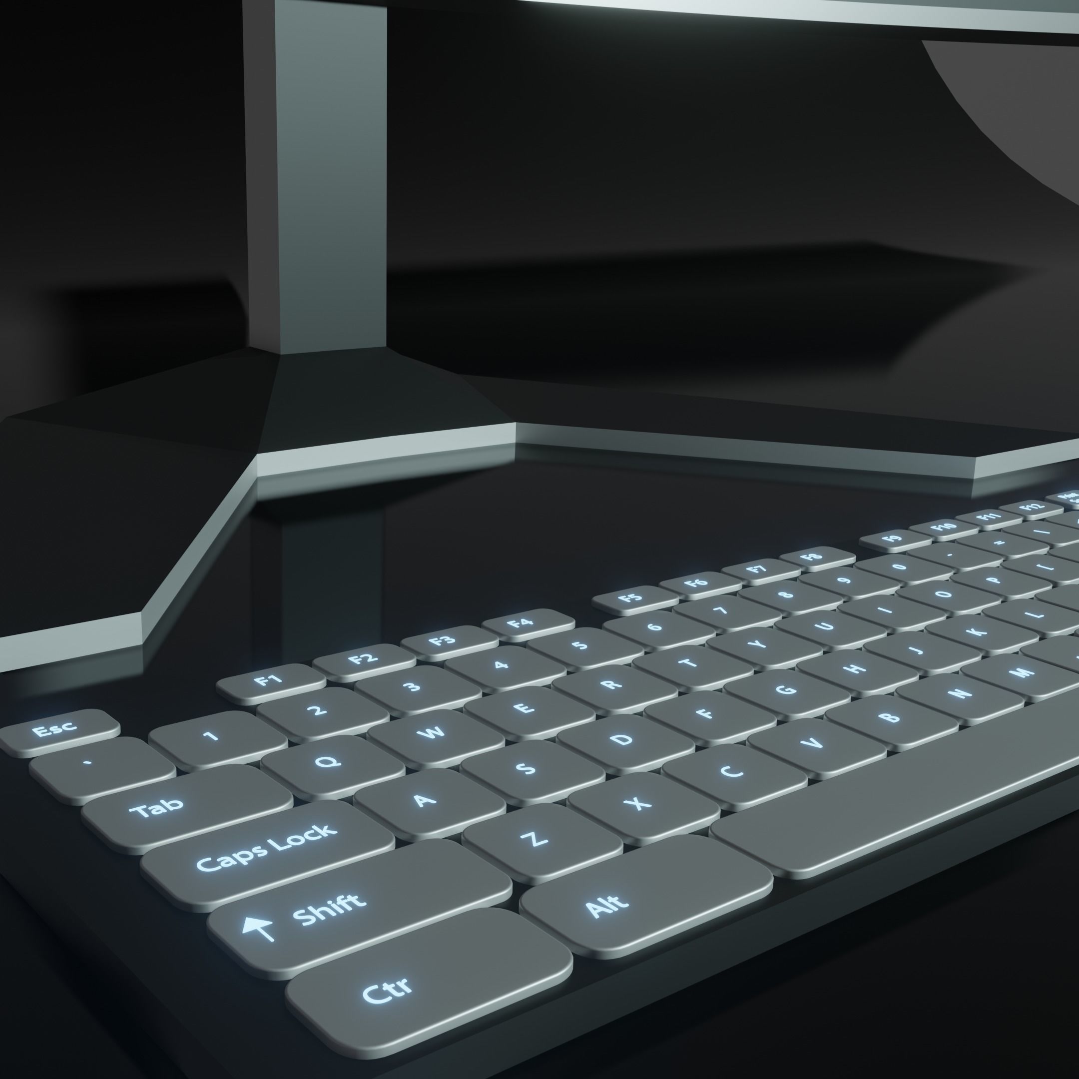 PC keyboard and mouse low poly free 3D model | CGTrader
