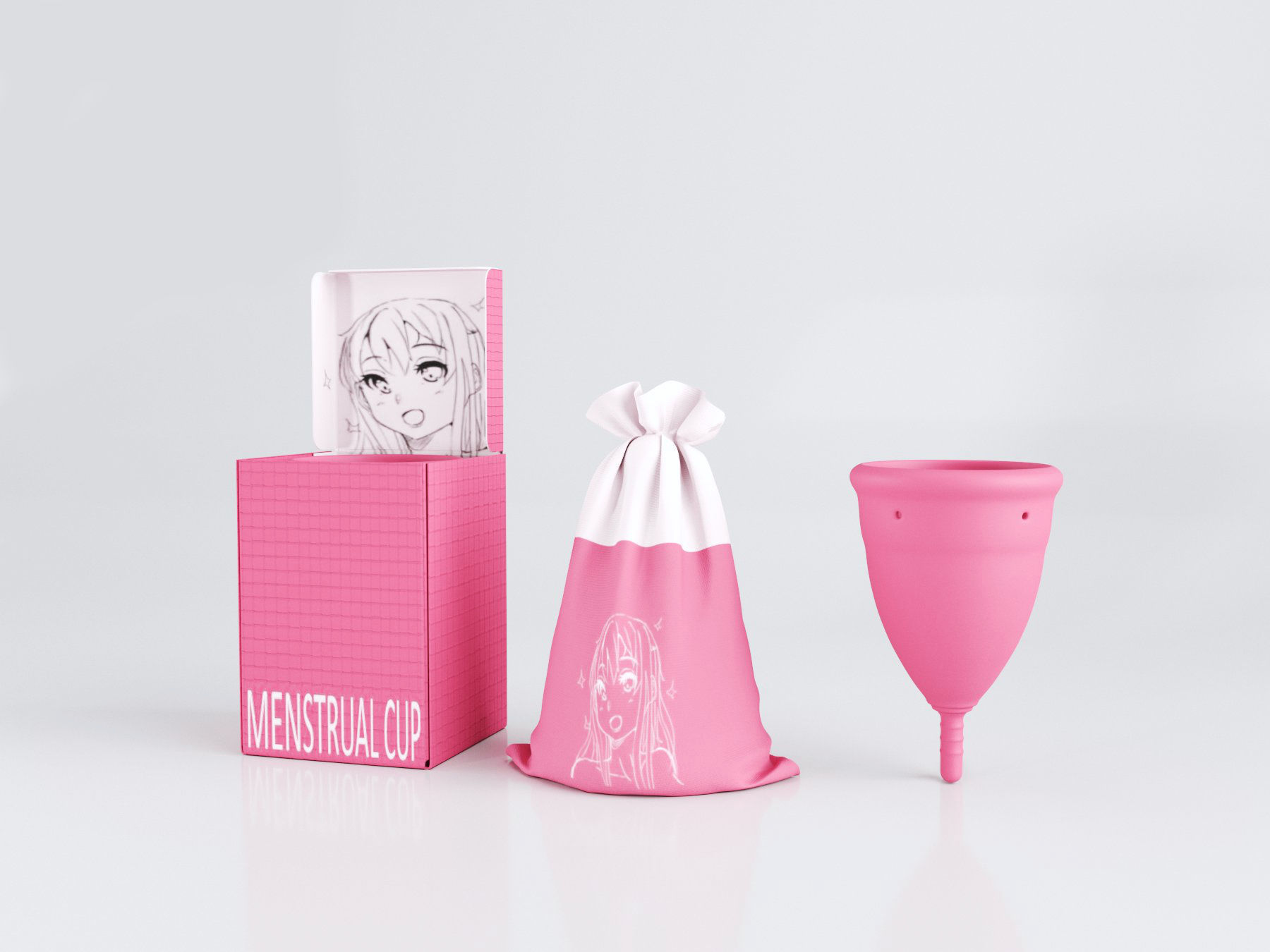 menstrual cup set 3D model | CGTrader
