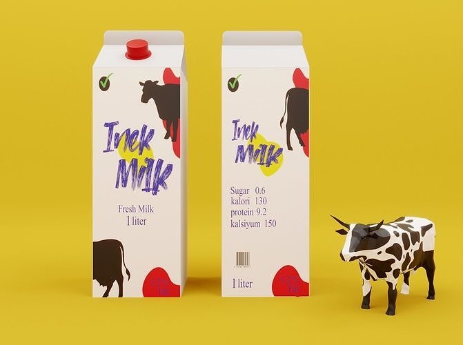 product design - milk package with cow model 3D model | CGTrader