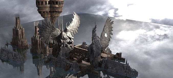 Angelic council statue city 2 3D model | CGTrader