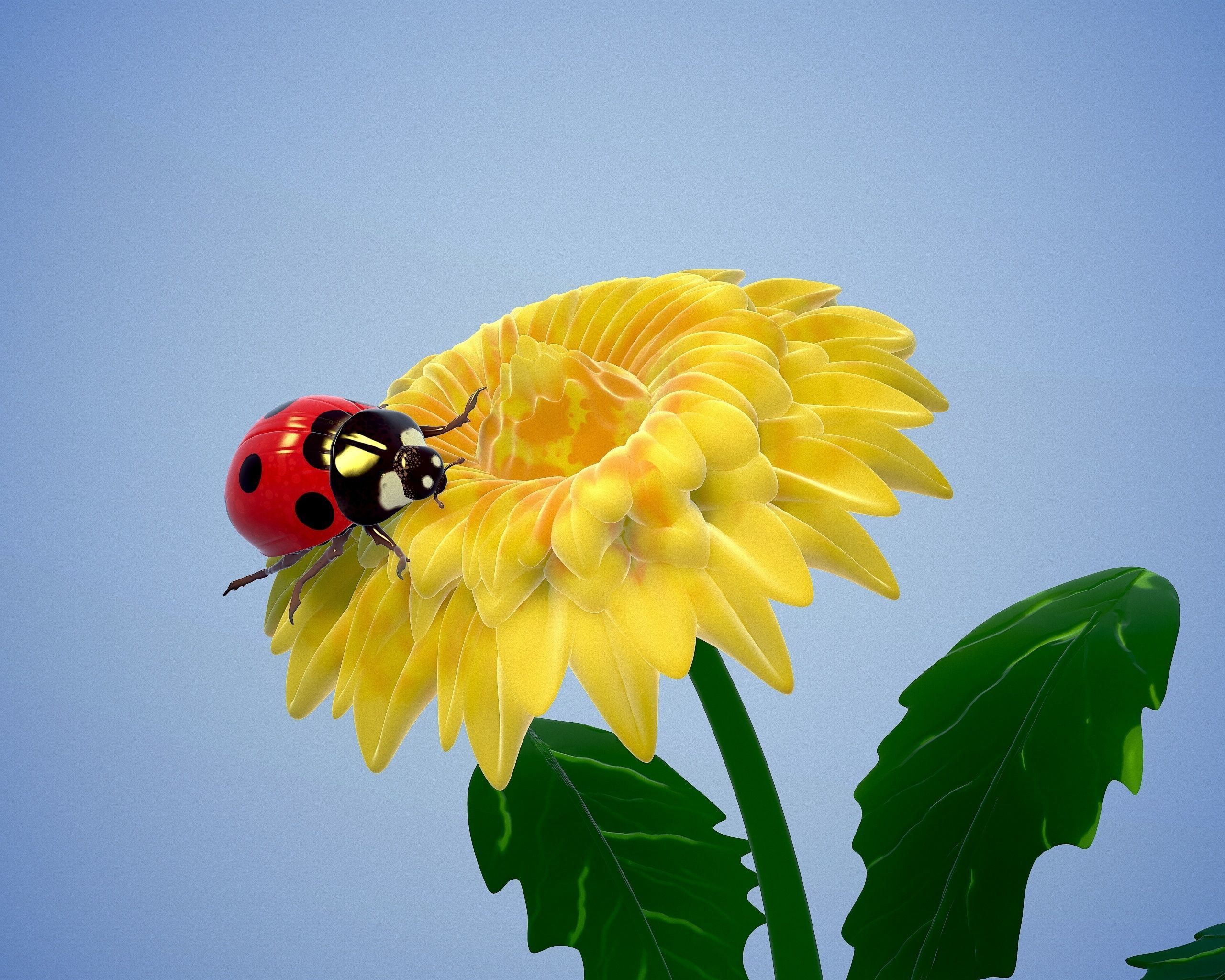 printready LADYBUG and FLOWER 3D model 3D printable | CGTrader