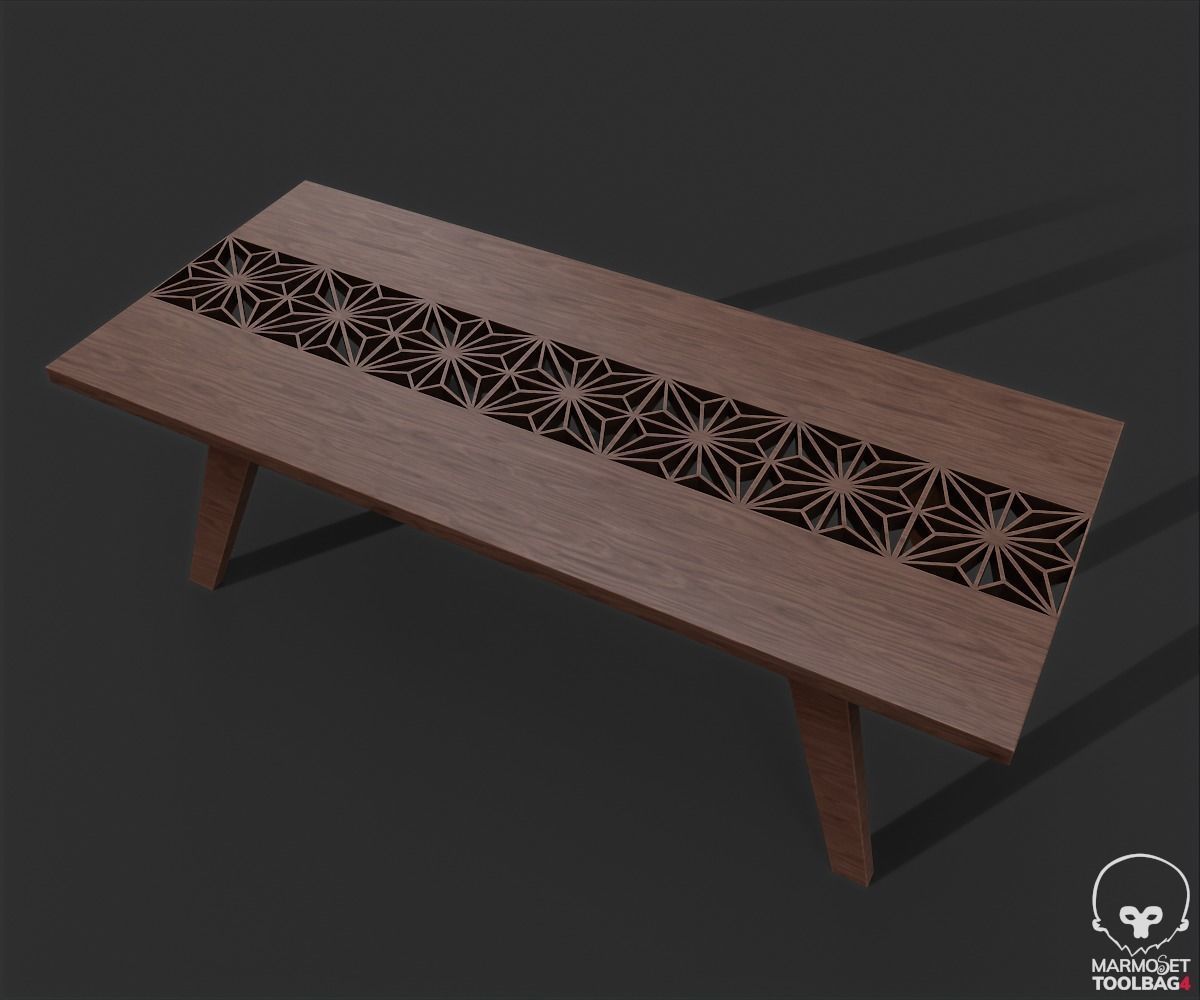 3D model Japanese Kumiko Patterned Table VR / AR / low-poly | CGTrader