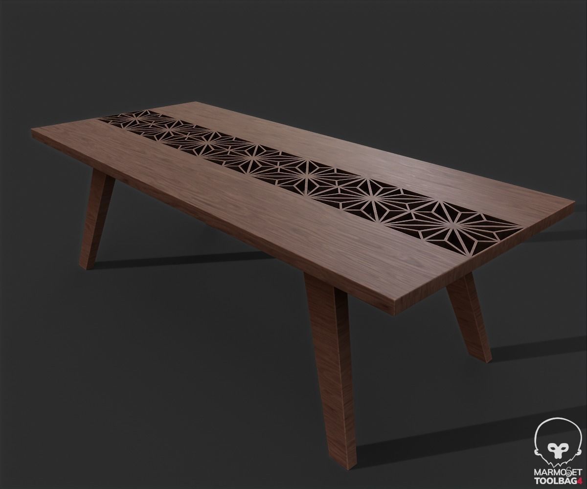 3D model Japanese Kumiko Patterned Table VR / AR / low-poly | CGTrader
