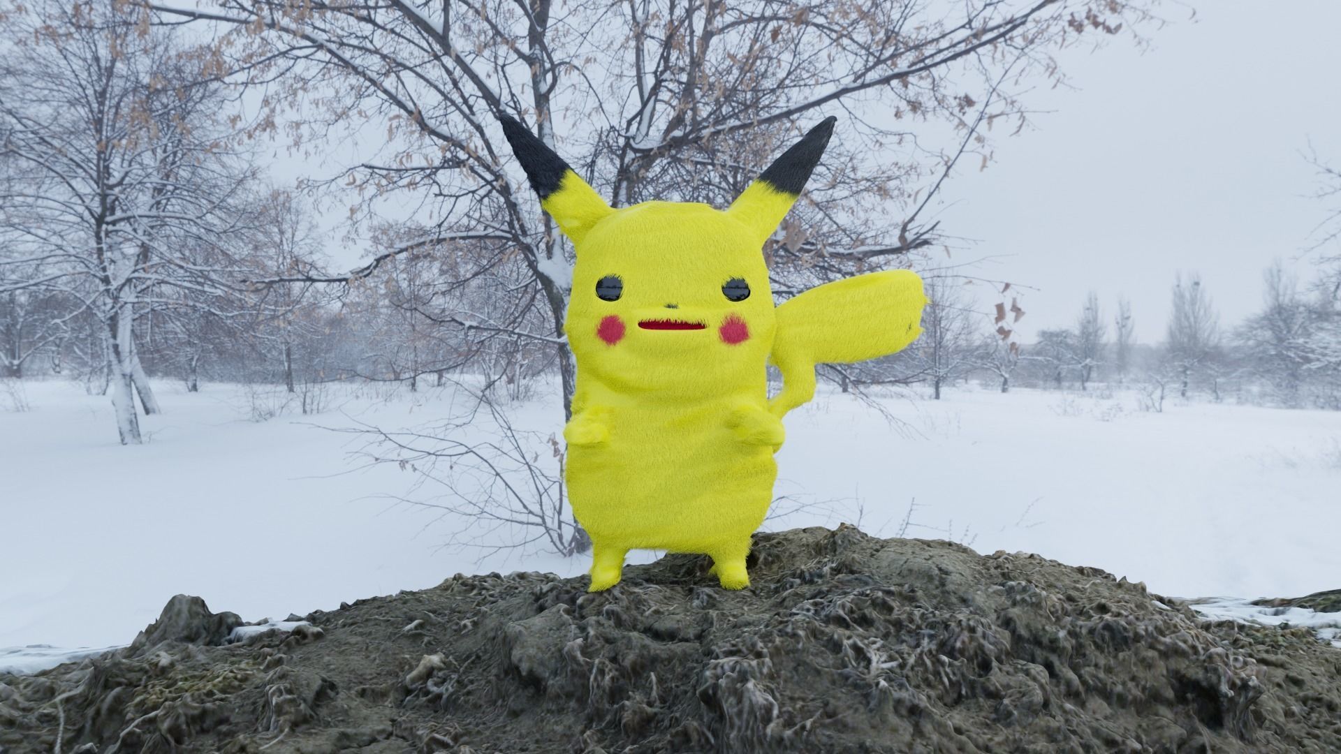 Pikachu with Fur 3D model | CGTrader