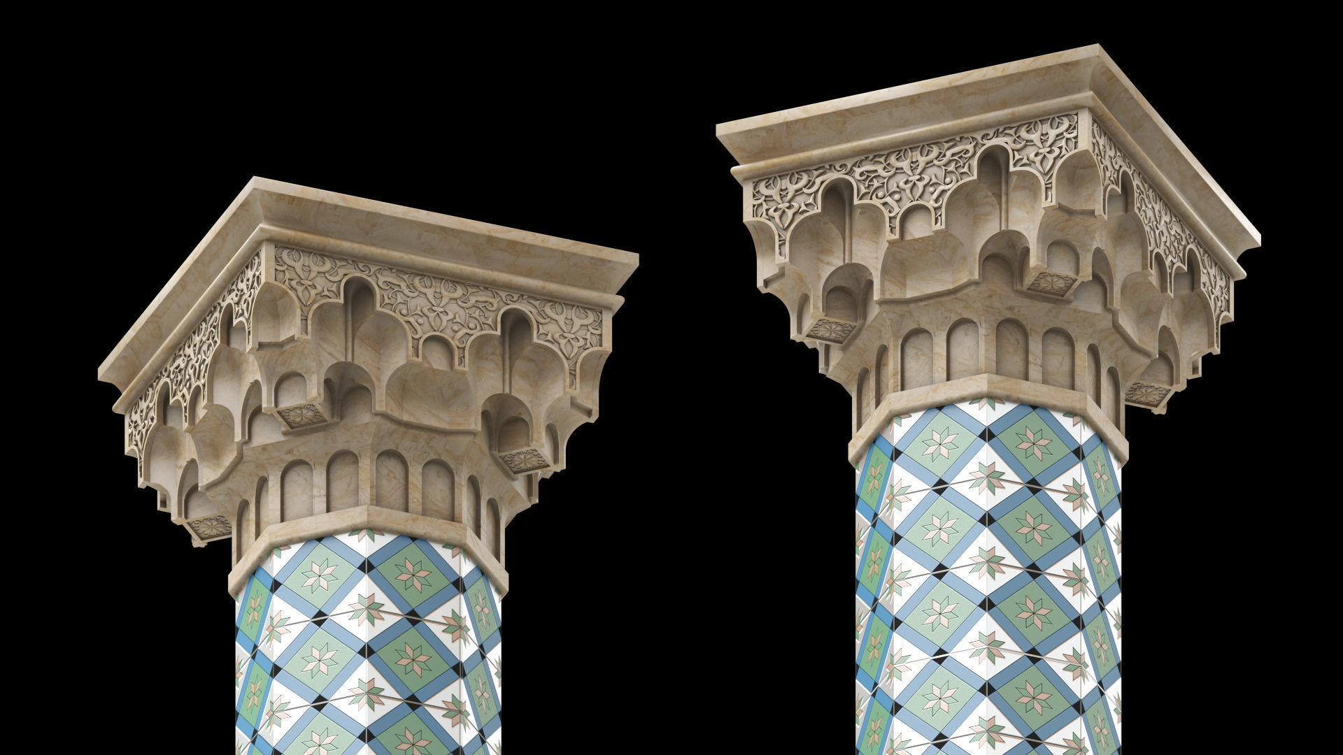Muqarnas Column Head Moroccan moorish Arabic Style 3D model | CGTrader
