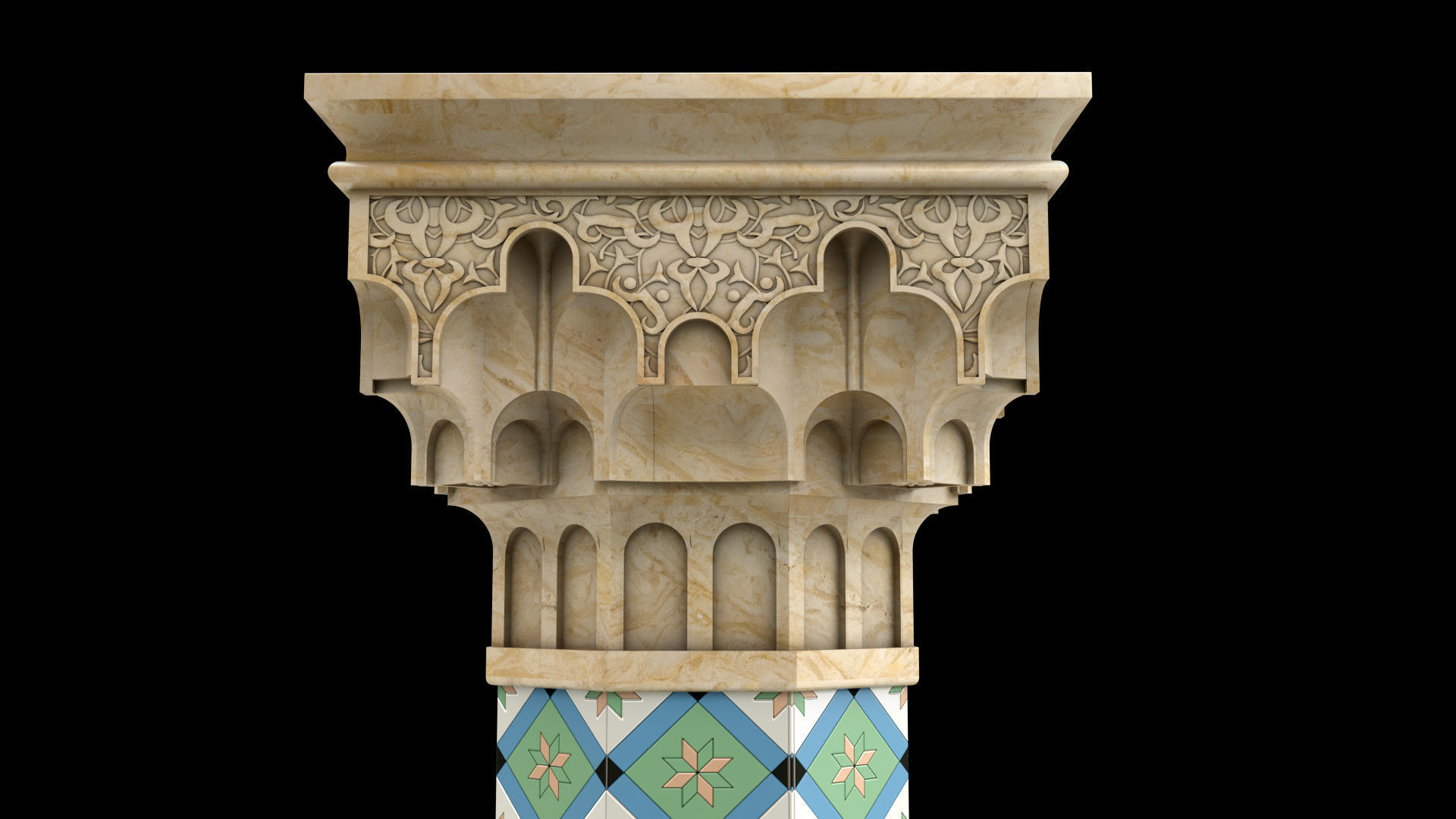 Muqarnas Column Head Moroccan moorish Arabic Style 3D model | CGTrader