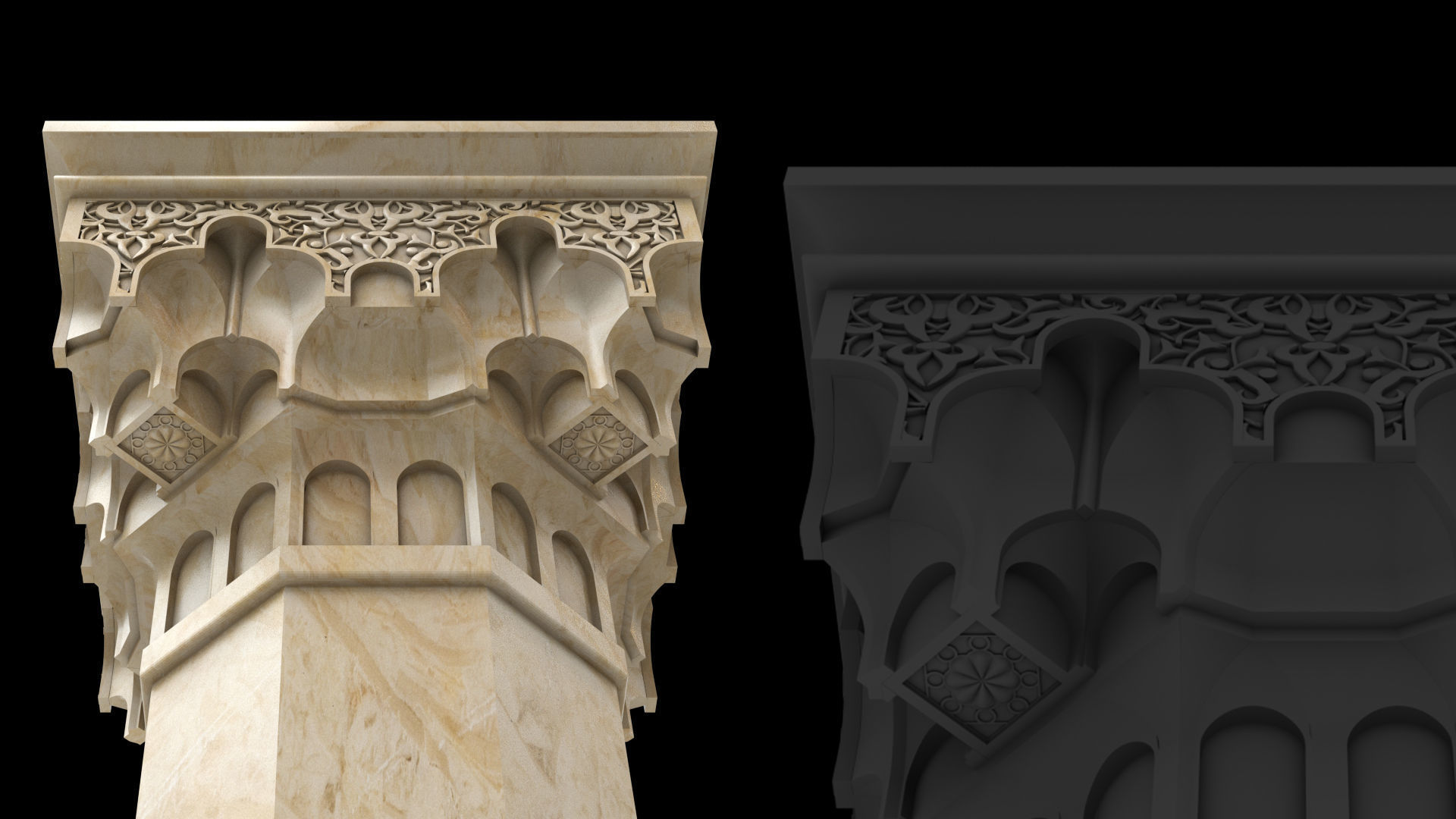 Muqarnas Column Head Moroccan moorish Arabic Style 3D model | CGTrader