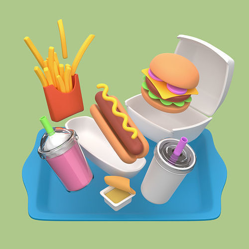 Stylized Cartoon Fast Food Collection 3D model | CGTrader