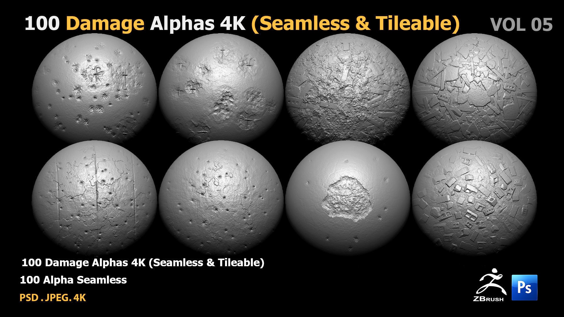 100 Damage Alphas Seamless - Tileable 3D model 3D model | CGTrader