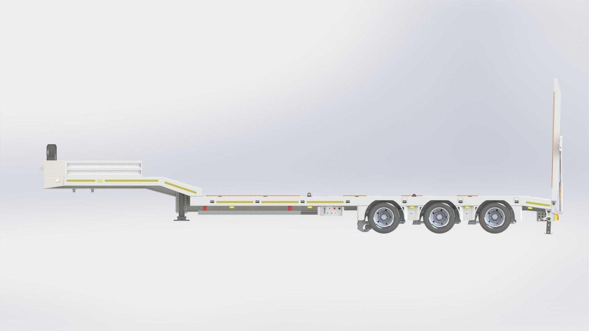 3 Axle Lowbed 3D Drawing on Solidworks Ready to Production 3D model ...