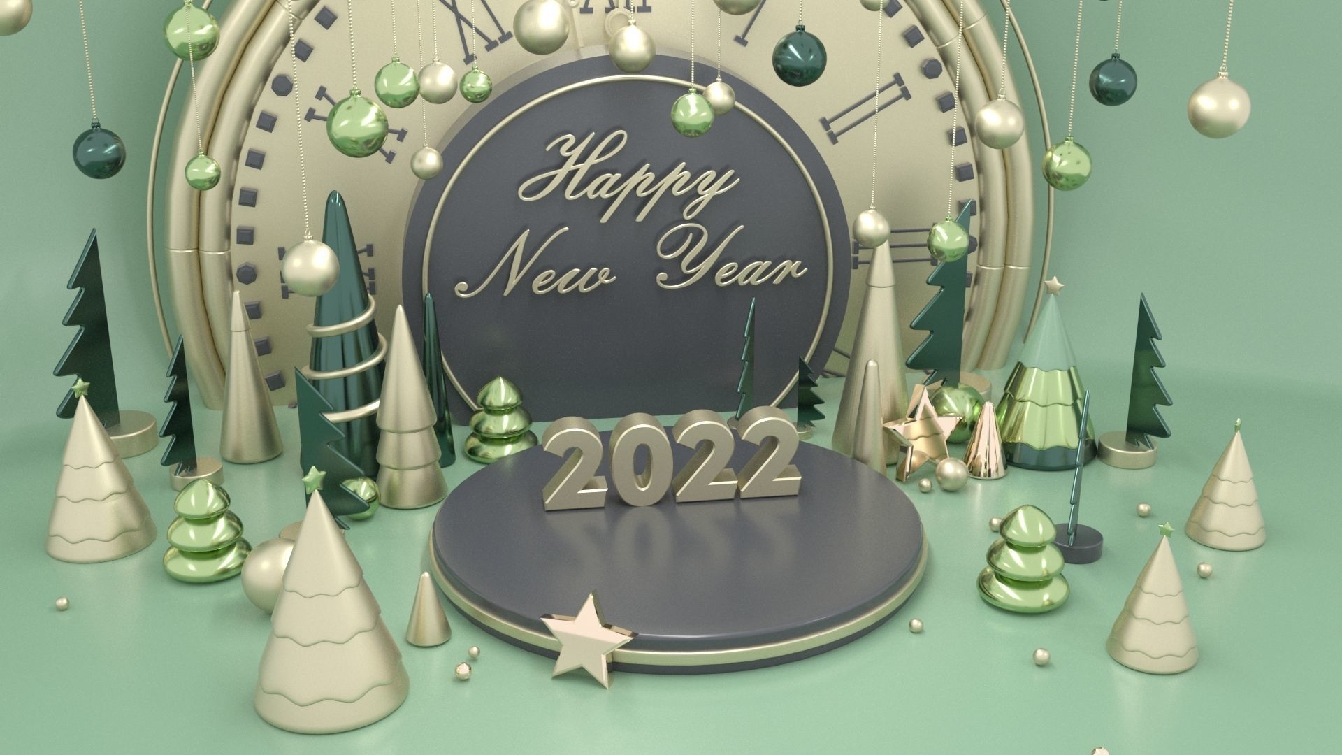 New Year Scene 3D model | CGTrader