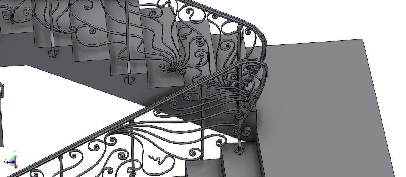 Multi level handrail 3D model | CGTrader