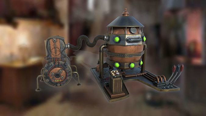 3D model Stylized engine PBR low-poly 3D model VR / AR / low-poly ...