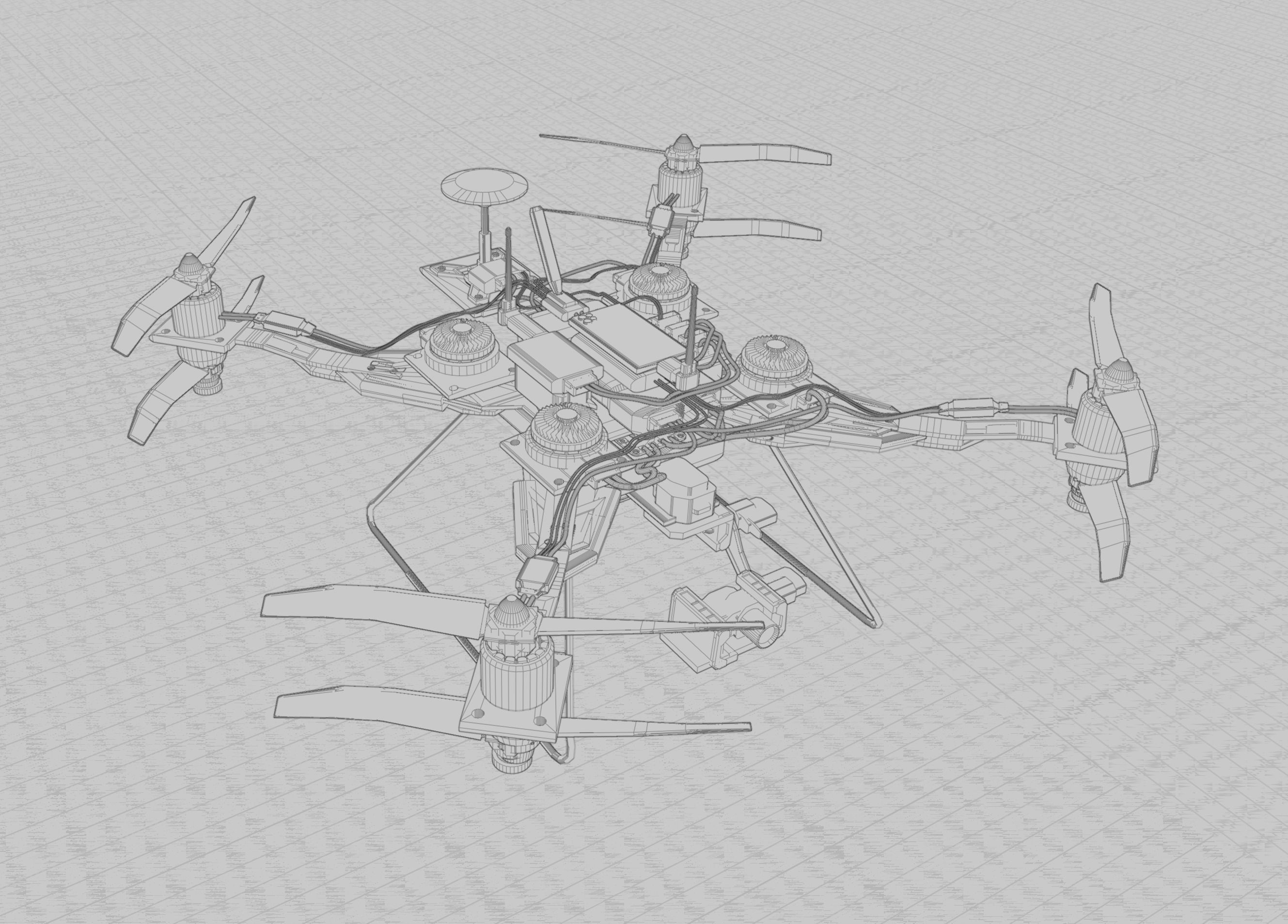 Long Range Drone Anatomy Design 3D model | CGTrader