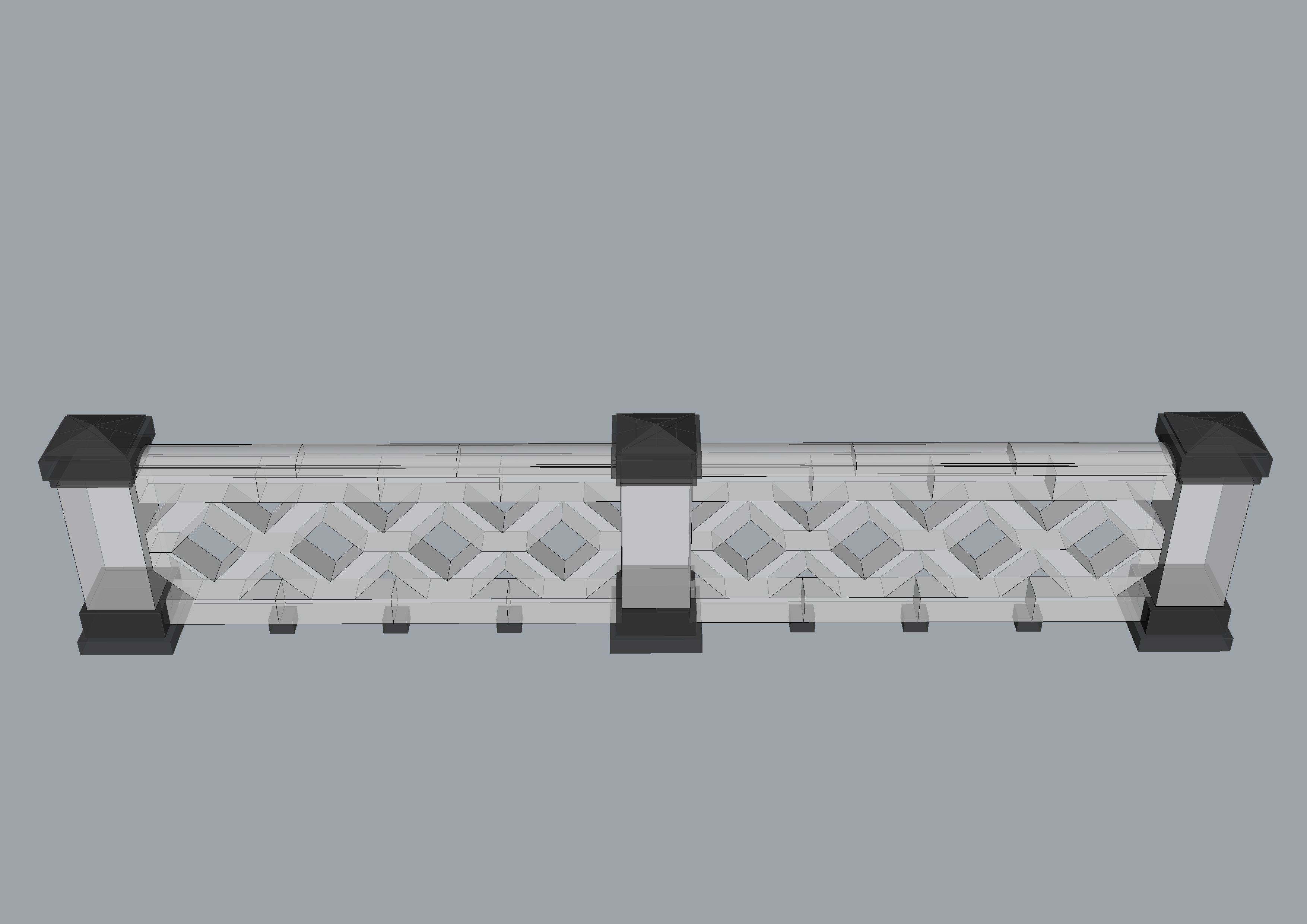 3D model Railing 3d model with texture materials stone balaster railing ...