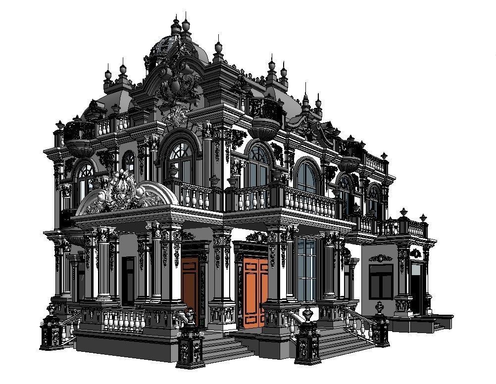 3D model neoclassical castle revit model VR / AR / low-poly | CGTrader