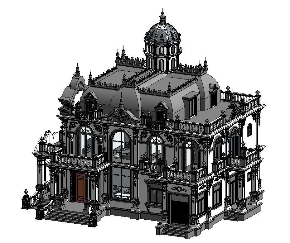 3D model neoclassical castle revit model VR / AR / low-poly | CGTrader