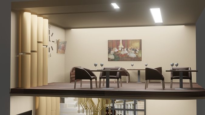 Modern cafe design 3D model | CGTrader