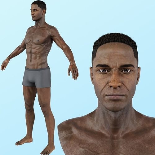 3D model Black Man Realistic Character Low-poly 3D model VR / AR / low ...
