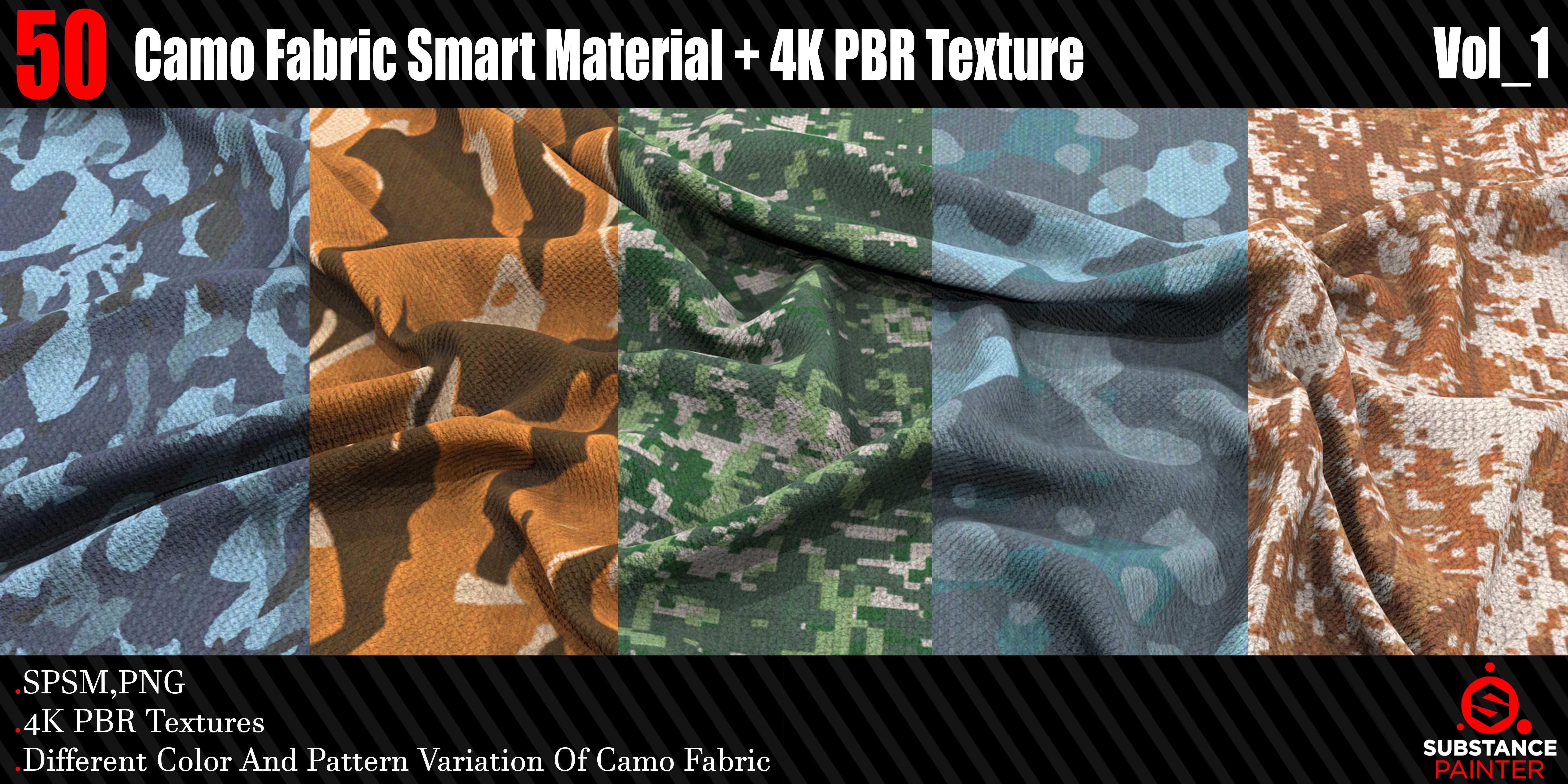 50 Camo Fabric Smart Material 4K PBR Texture Texture | CGTrader
