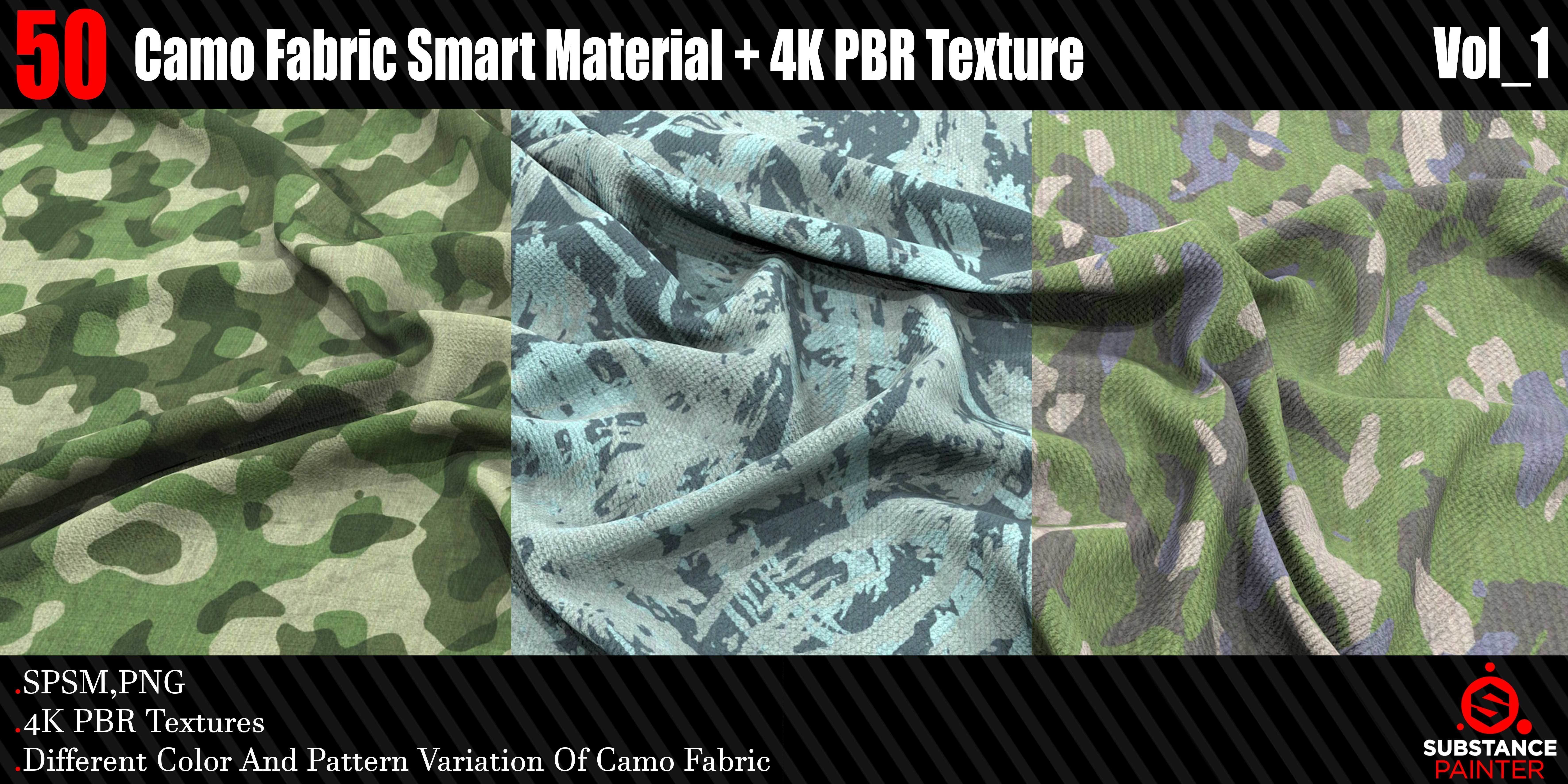 50 Camo Fabric Smart Material 4K PBR Texture Texture | CGTrader