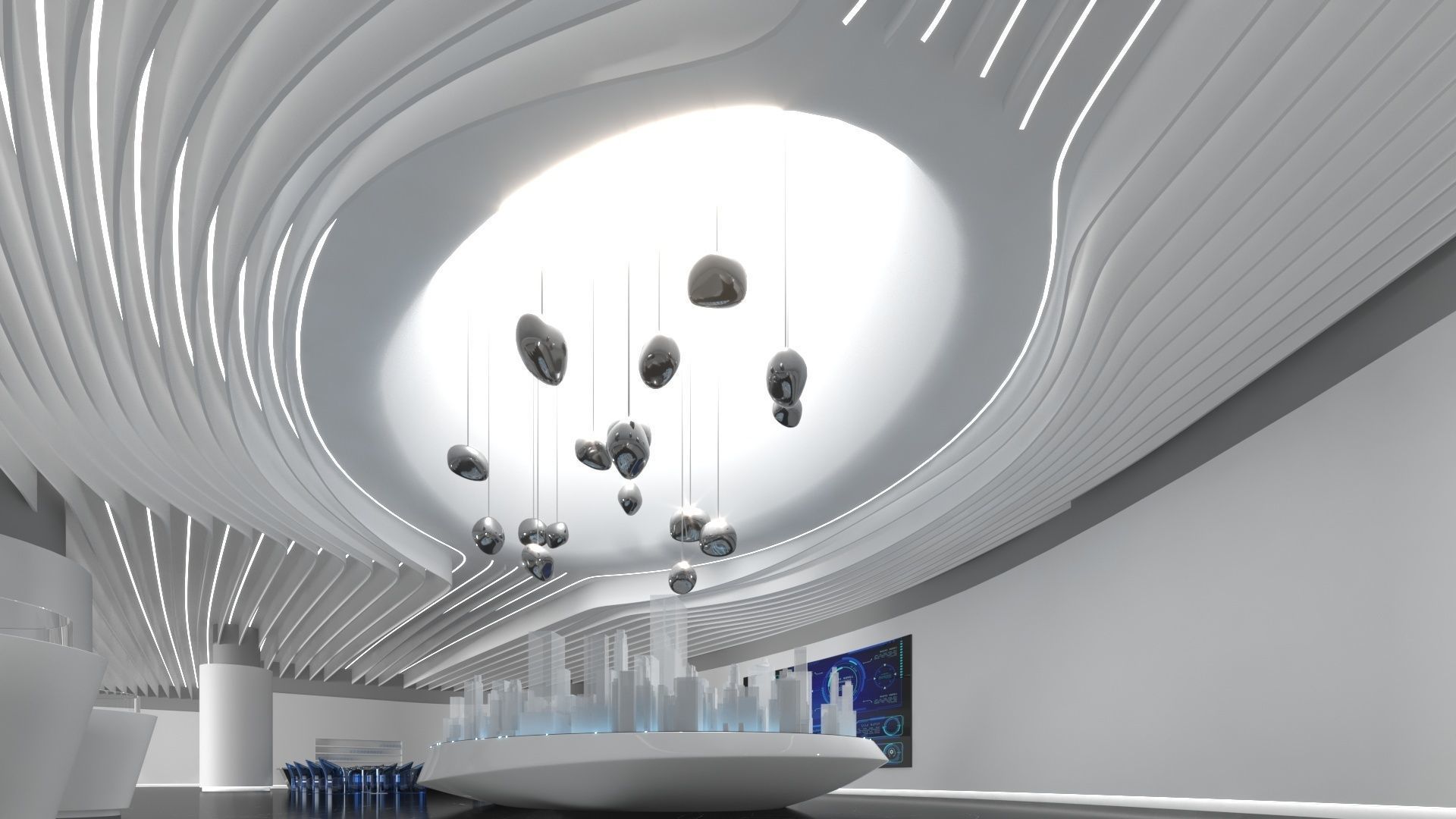 Futuristic Exhibition Room 3D model | CGTrader