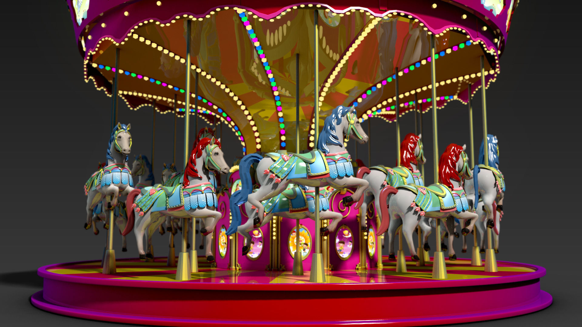 Carousel amusement park carousel amusement equipment 3D model | CGTrader