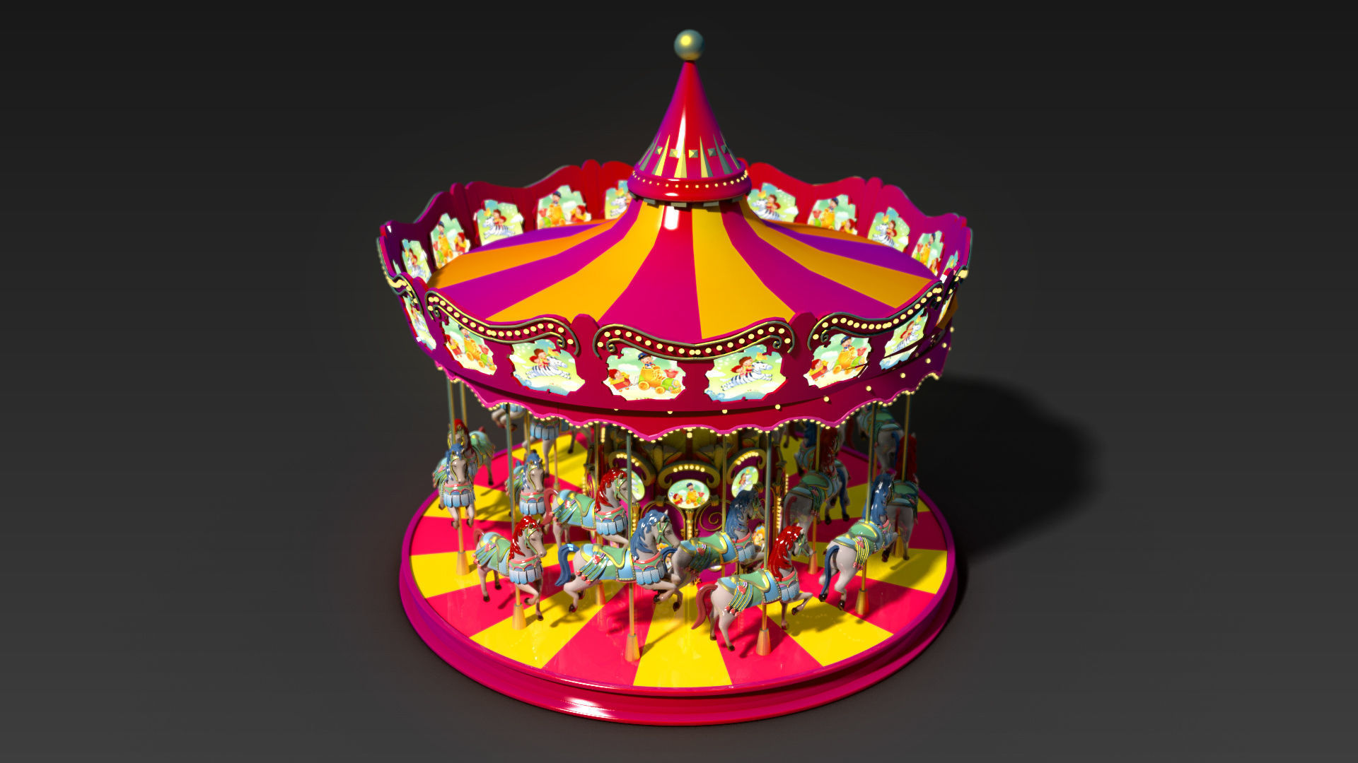Carousel amusement park carousel amusement equipment 3D model | CGTrader