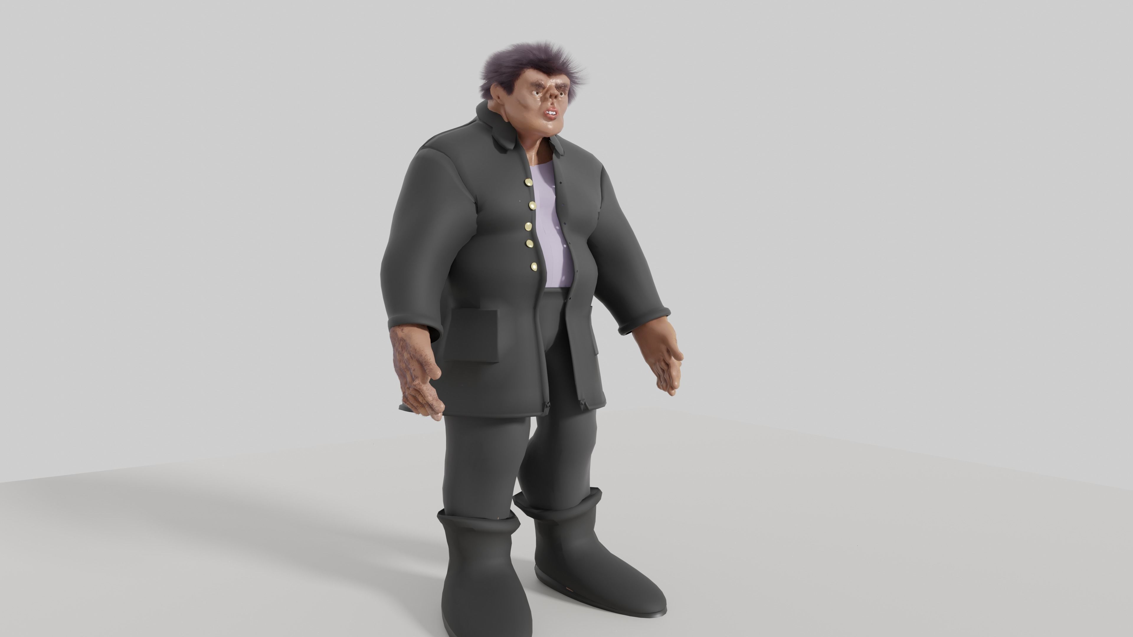 3D model Quasimodo man in coat and boots VR / AR / low-poly | CGTrader