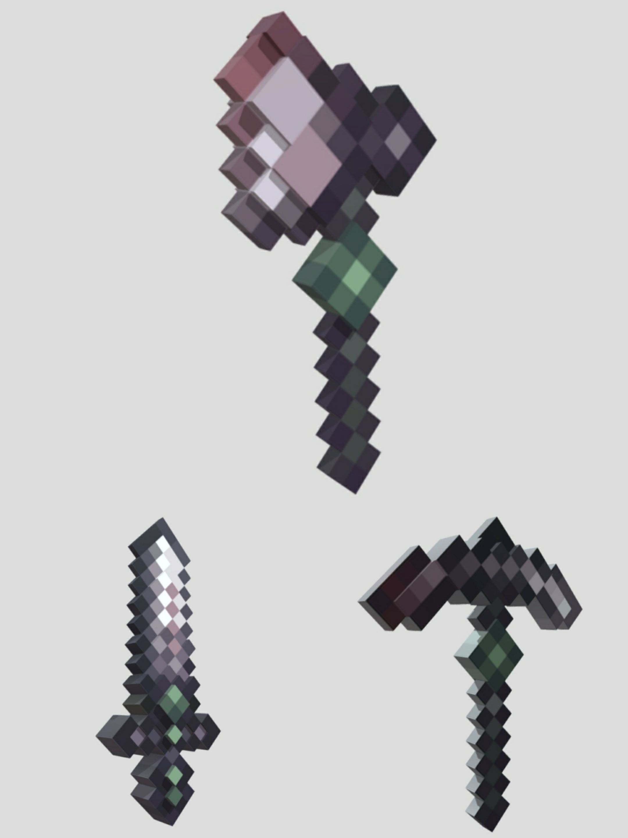 Axe-Sword-Pickaxe minecraft swords and axes free VR / AR / low-poly 3D ...