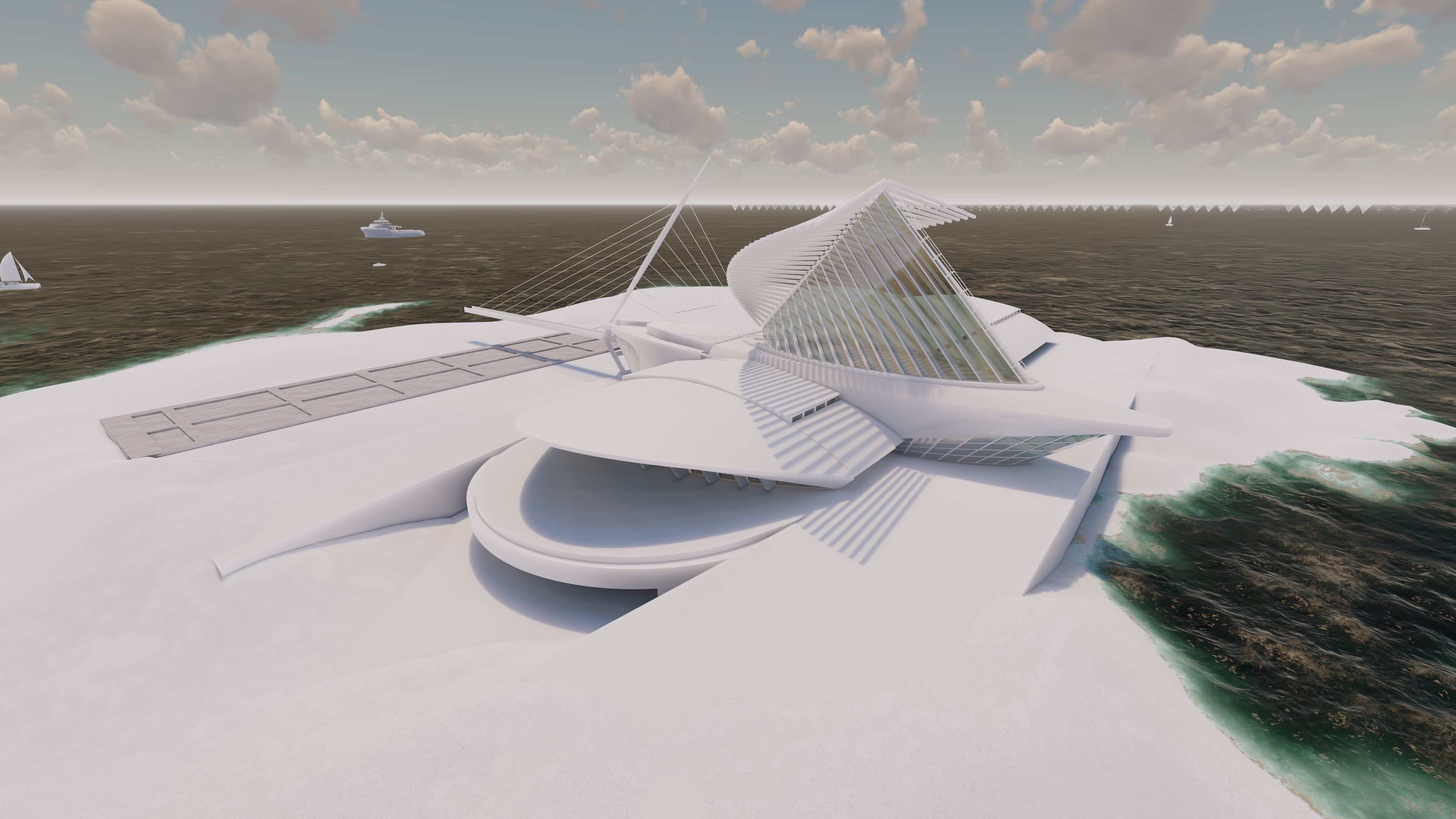 Milwaukee Art Museum model Revit 2021 and render by Lumion 11 3D model ...