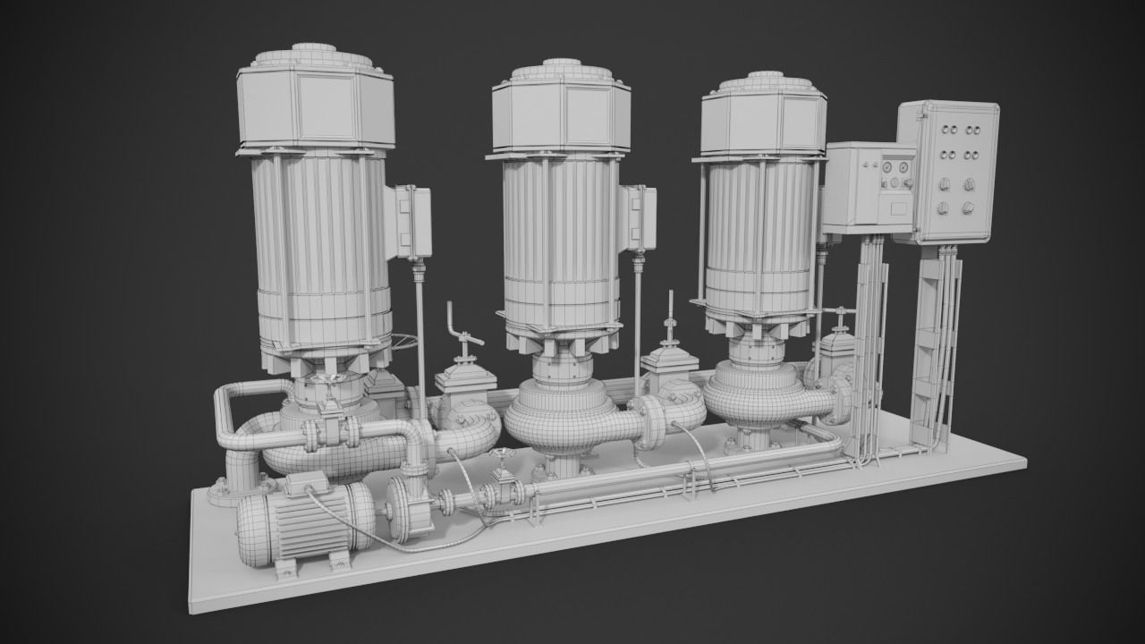 Industrial pump station 3D model | CGTrader