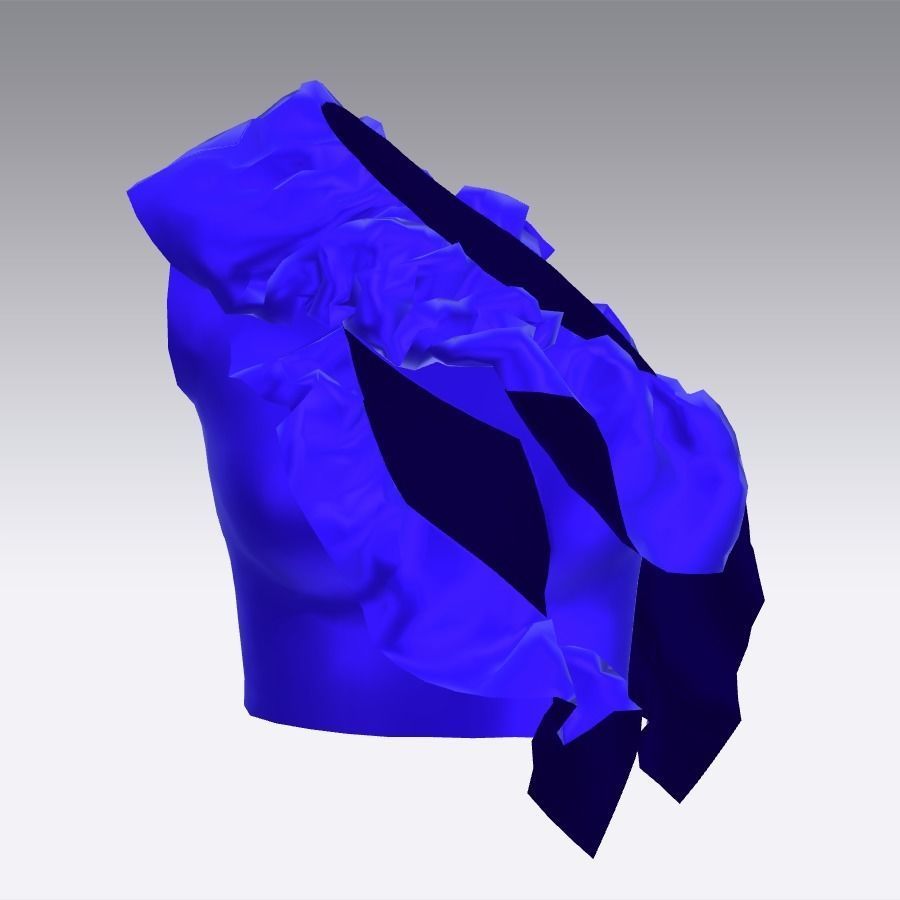 BLOUSE DARK BLUE RUFFLED LOOK 3D model | CGTrader