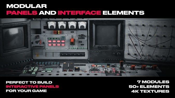 3D model Modular PUI Physical Dashboard Interface Panels VR / AR / low ...