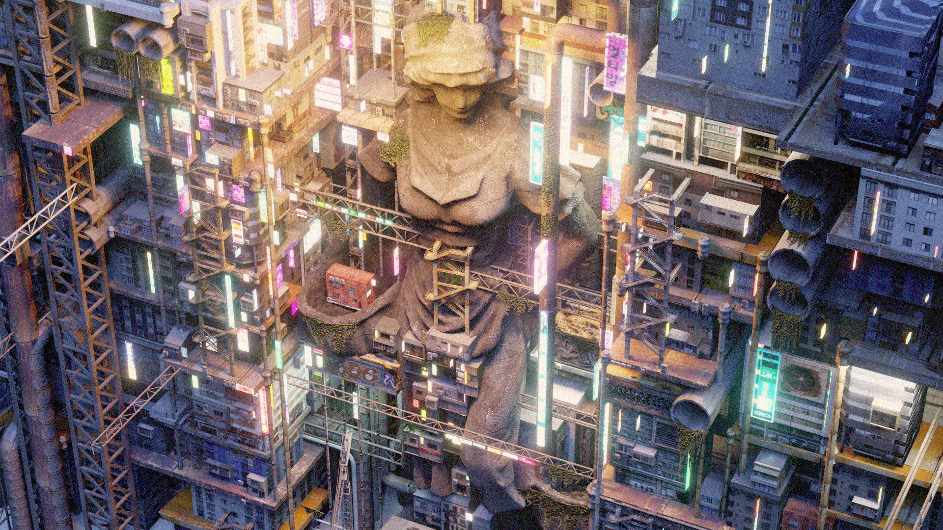 Cyberpunk Statue City 3D model | CGTrader