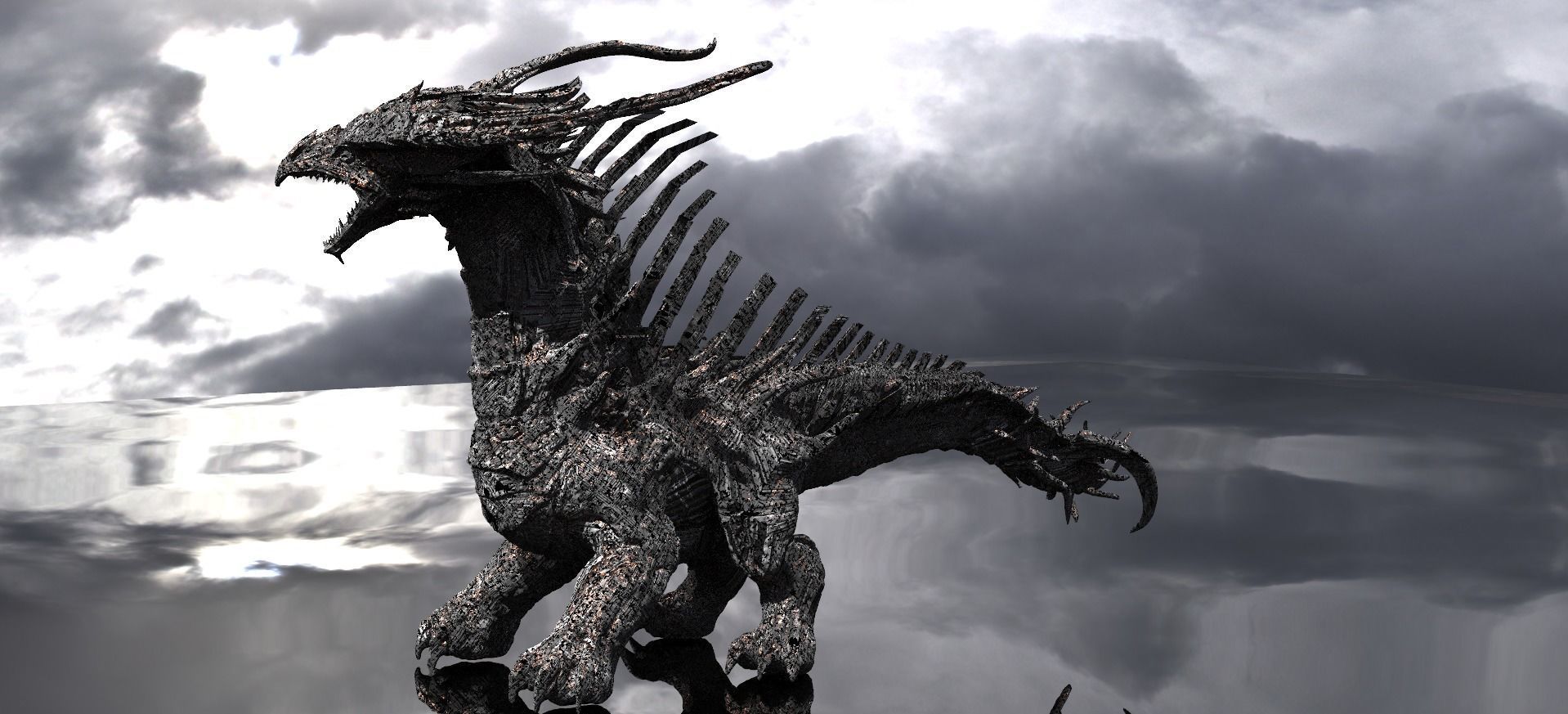 Cyborg Lizard dragon With Cyborg Tiled Textures 3D model | CGTrader