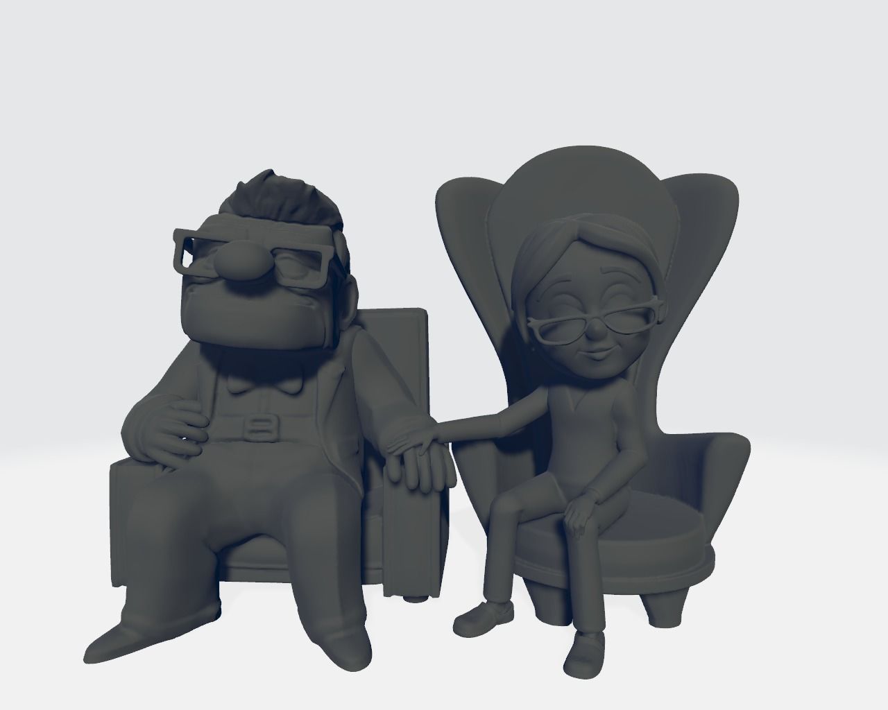 The old Ellie and Carl sit together - Topcake for wedding 3D model 3D ...